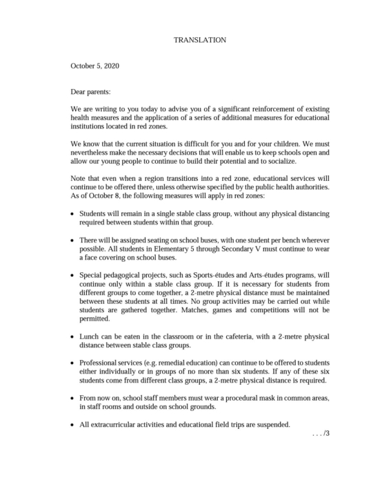 Letter to parents 1 - REISA